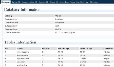 Gestiona tu base de datos desde el panel de Wordpress con WP-DBManager